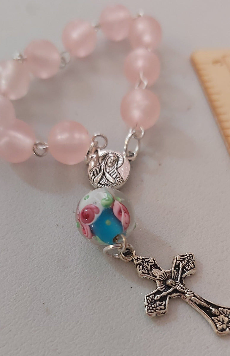 First Holy Communion/ Confirmation Pink Lamp work Rosary – VILLAGE ARTIST